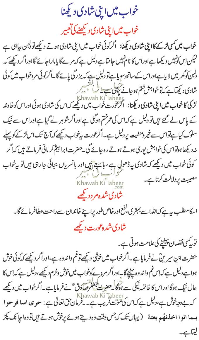 Khwab Mein Shadi Dekhna Ya Karna To See Marriage In Dream